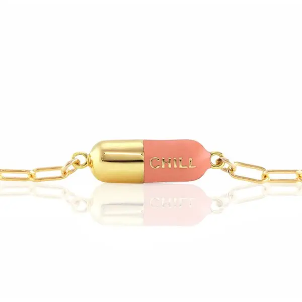 Kris Nations Gold Filled Enamel Charm Bracelet - Gold/pink