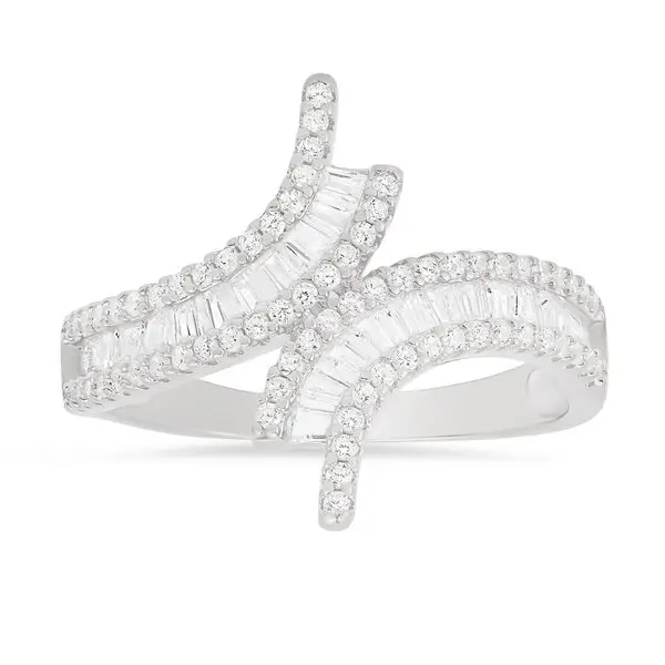 KYLIE HARPER Sterling Cubic Zirconia Bypass Ring - Silver