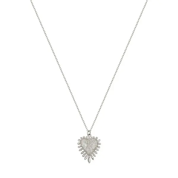 Zoë & Morgan Heart Rays Necklace - Silver