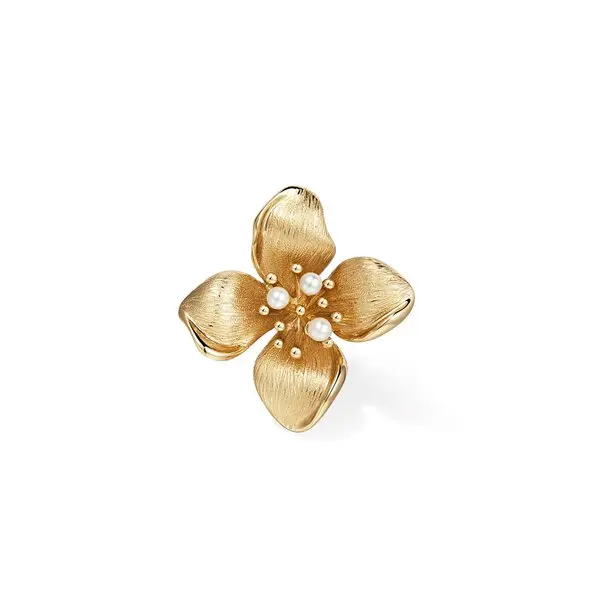 RETRO CHIC Blossom Brooch - Gold/white