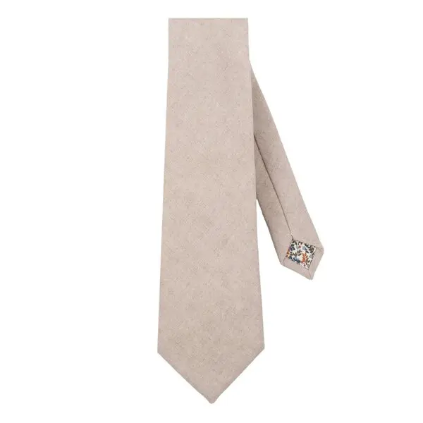 LE COLONEL Textured Linen Neck Tie - Beige
