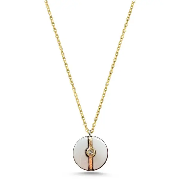 ECCE ARTISAN DIAMONDS Enamelled Mini Diamond Button Necklace - White