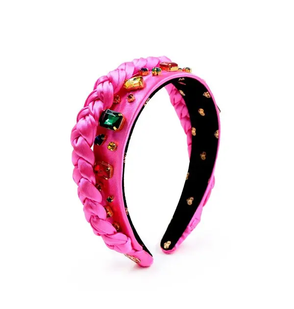 MISS CICCONI Alessia Silk Headband With Jewels - Pink