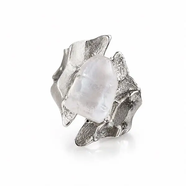 ORMIRO Glacier Chunky Clear Quartz Ring - Silver