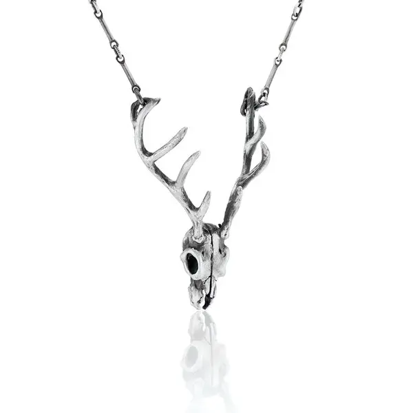 CARTOGRAPHY Deer Skull Sterling Silver Necklace - Silver/grey