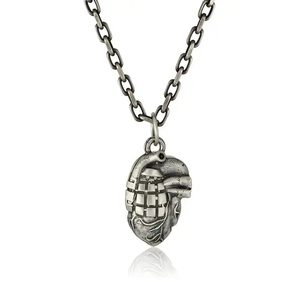 CARTOGRAPHY Anatomical Heart Grenade Necklace - Grey/silver