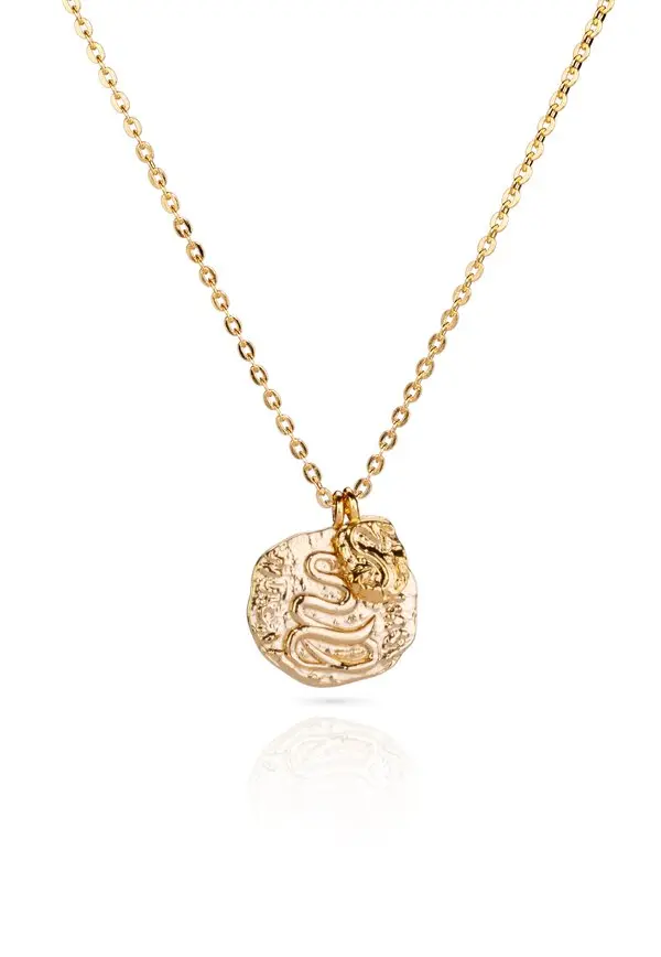 AARIA LONDON Snake Coin Pendant Necklace - Gold
