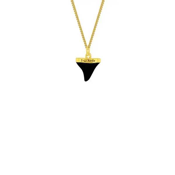 TRUE ROCKS Enamel And Gold-plated Sharks Tooth Mini Pendant - Black