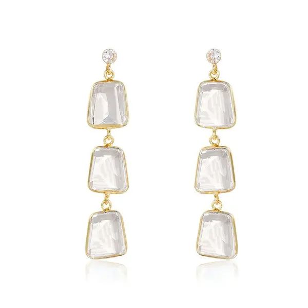 RARE MATTERS JEWELRY Prism Ladder Drop Earrings - White
