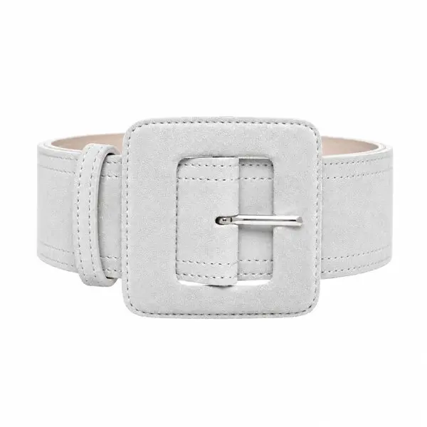 BELTBE Suede Square Buckle Waist Belt - Grey