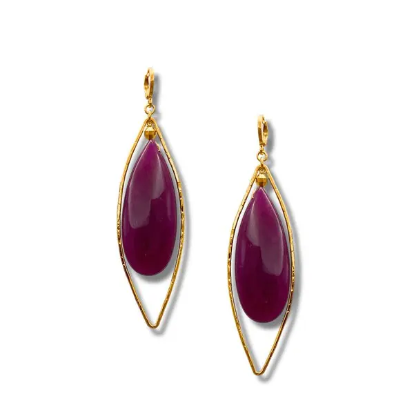 JAREDJAMIN Seraphine Drop Lever Back Earrings - Gold/purple