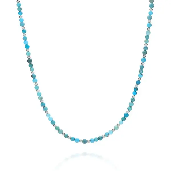 NELLOU JEWELLERY Turquoise Bead Necklace - Blue/silver