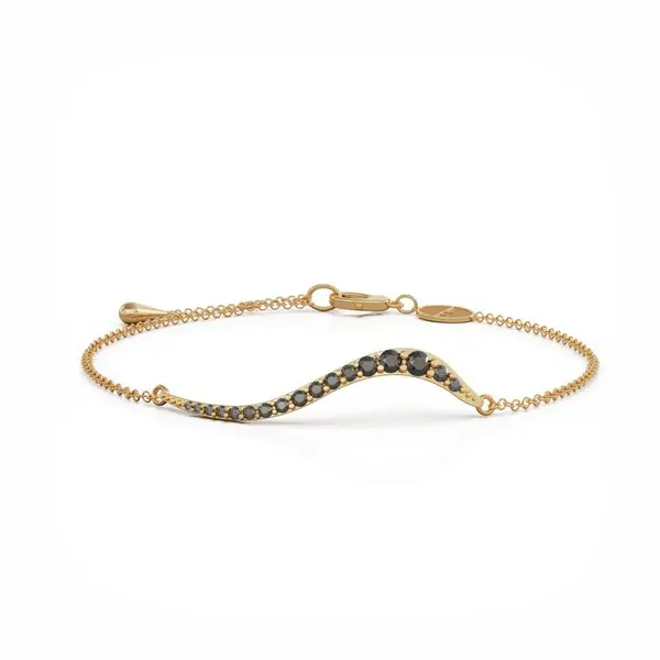 LINDA FIORE Swirl Bracelet In Gold Vermeil With Onyx Cz - Gold/black