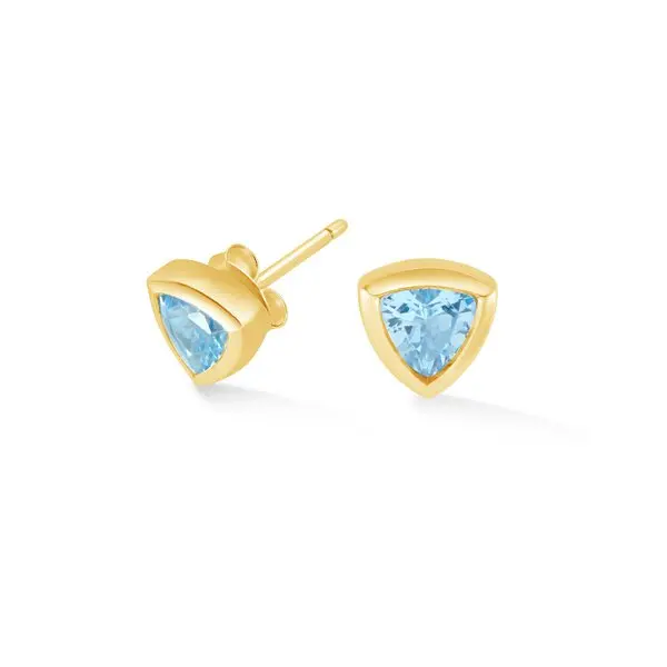 DOWER & HALL Blue Topaz Trillion Stud Earrings - Gold/blue