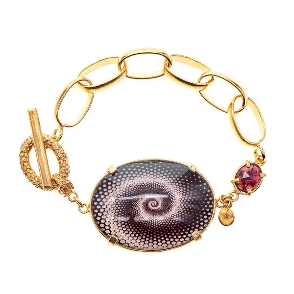 GEM KINGDOM Gold-plated Swirl Bracelet - Gold/red