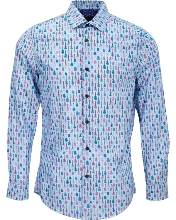 LORDS OF HARLECH Norman Guitars Shirt Sky - Blue