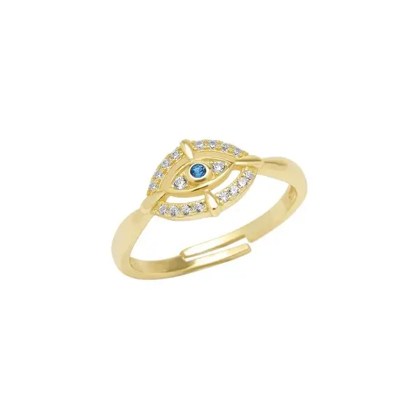 SPERO LONDON Ancient Evil Eye Sterling Silver Ring - Gold