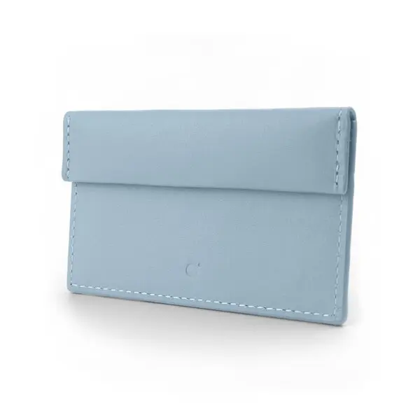 GODI. Blue / White Handmade Compact Leather Coin And Card Holder Ice Blue - Blue/white