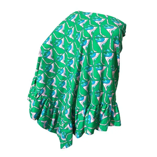 JULIA CLANCEY Lady Comfy Mini Martini Forest Ruffle Kaftan