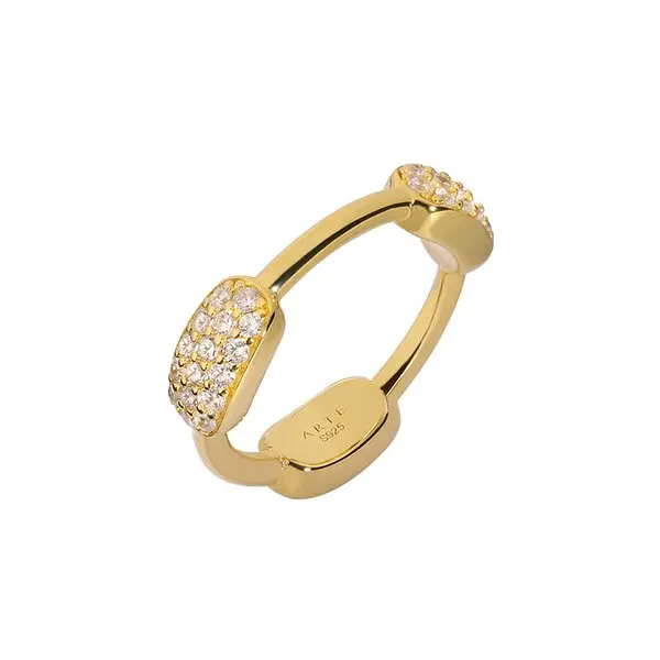 Arte Madrid Artē Madrid Toggle Pavé Pillow Dome Ring - Gold