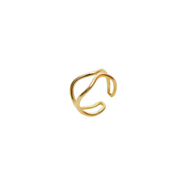 SPERO LONDON Wavy Lines Sterling Silver Ring - Gold