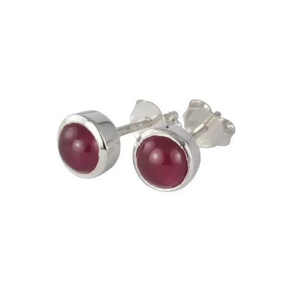 THE JEWELLERY STORE LONDON Ruby Stud Earrings In Sterling Silver - Silver/red