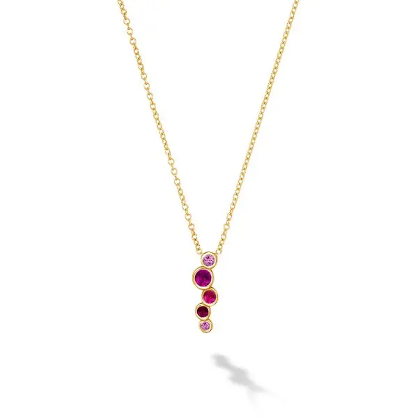 DOWER & HALL Yellow Gold Pink Sapphire And Ruby Cascade Pendant - Gold/pink/red