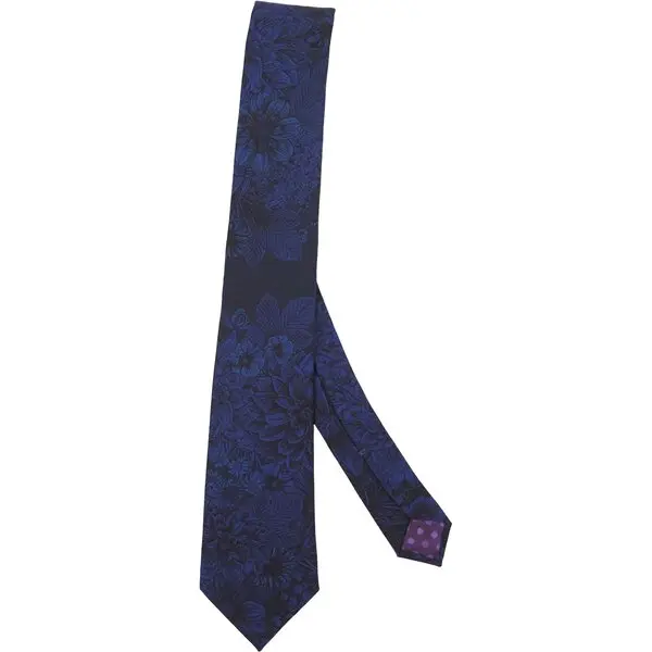 LORDS OF HARLECH Taddeo Marco Floral Merino Neck Tie - Blue