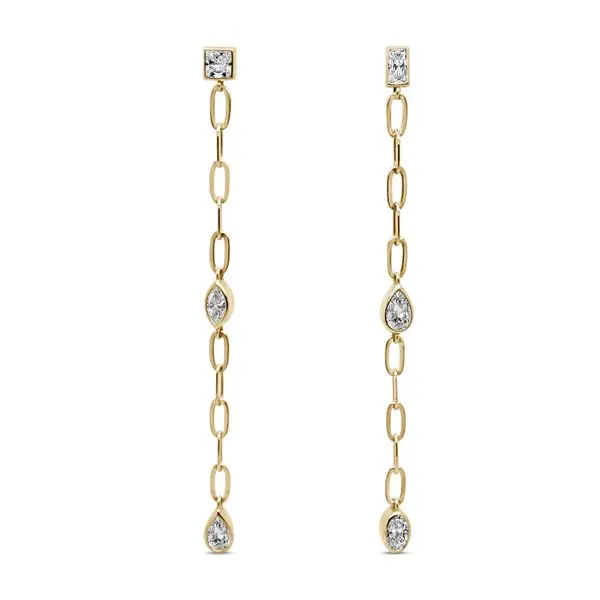 CLEMENCE WREN Asymmetric Gemstone Drop Earrings - Gold