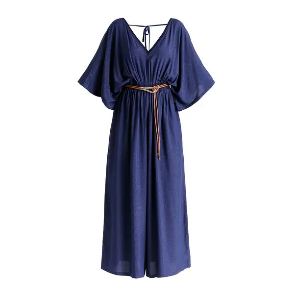 PAISIE Sparkled Wide Leg Jumpsuit With Belt - Blue