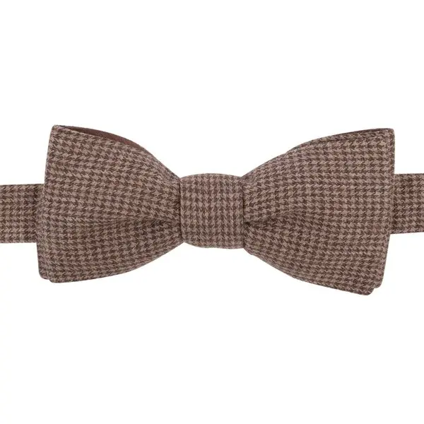 LE COLONEL Houndstooth Bow Tie - Brown