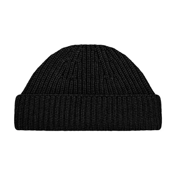 PAUL JAMES KNITWEAR Heavyweight Merino Wool Fisherman Beanie - Black