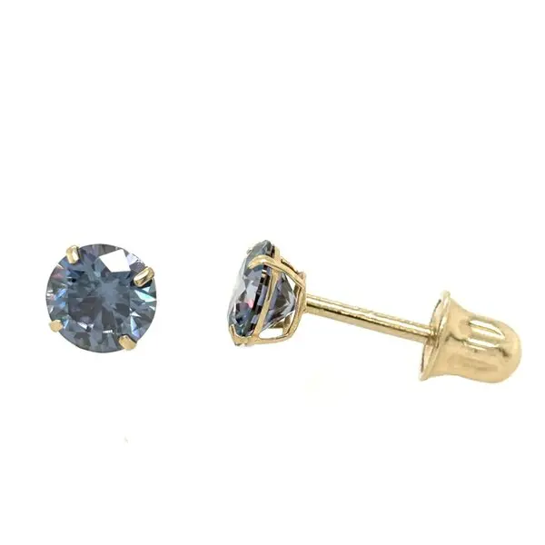 VICSTONENYC FINE JEWELRY 14k Solid Blue Moissanite Stud Earrings With Screw Back - Gold