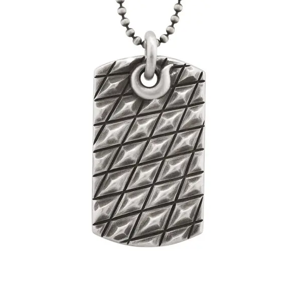 SNAKE BONES Alligator Scales Dog Tag Pendant Necklace - Silver
