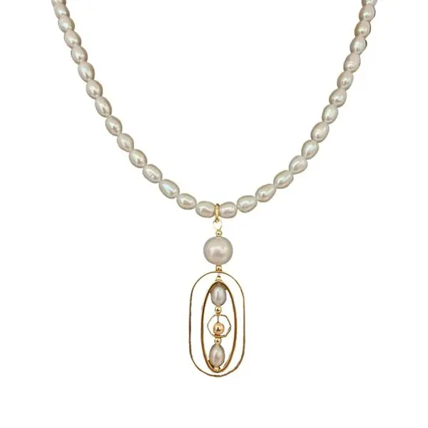 ARACHELI STUDIO Geometric Art Pearl Pendant Necklace - White