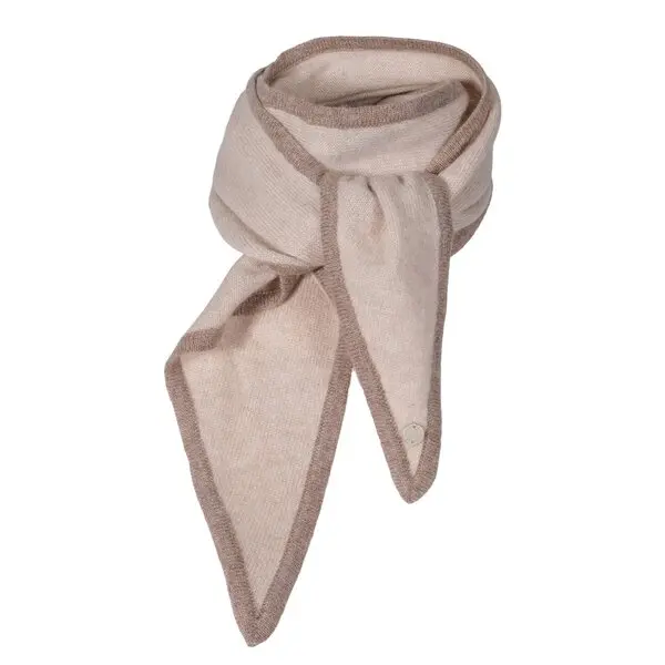 TIRILLM Neutrals Ayla Small Neck Scarf In Soft Pure Cashmere Melange - Beige