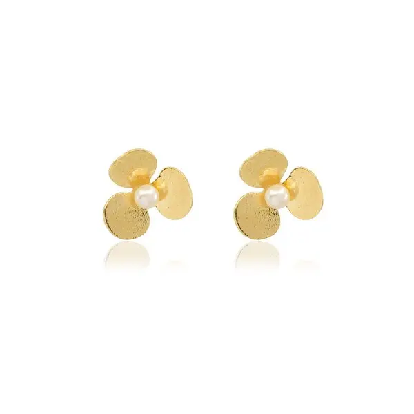 ATELIER PETITES PIERRES Freshwater Pearl Stud Earrings - Gold