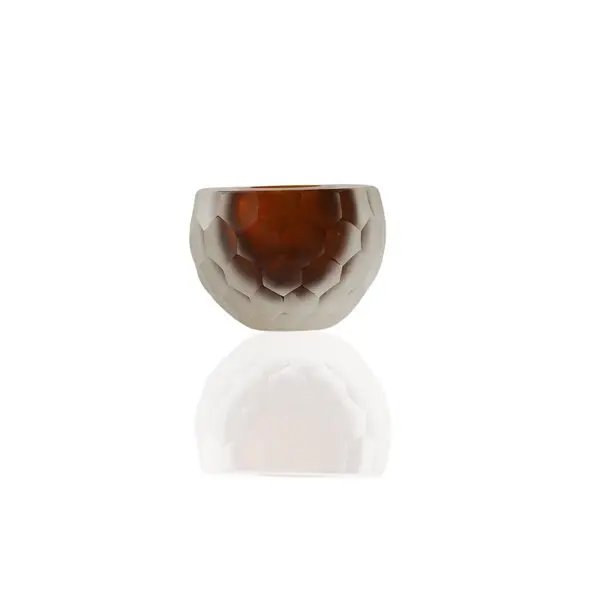 MARLETH White / Red Murano Colored Glass Sphere Vase With Honeycomb Detail – Bronze Core - White/red