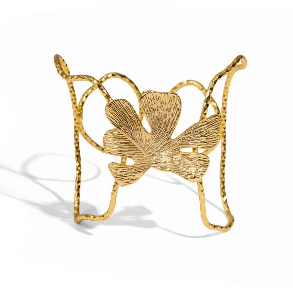 EBRU JEWELRY Eternal Leaves Arm & Cuff Bracelet - Gold