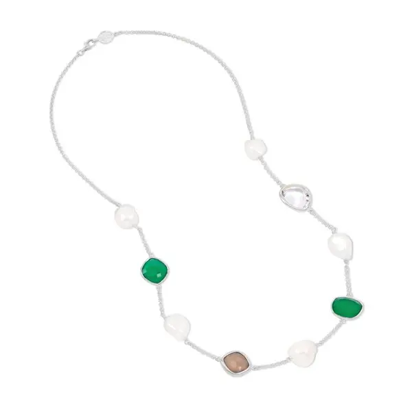 DOWER & HALL Gemstone And Pearl Chain Necklace - Silver
