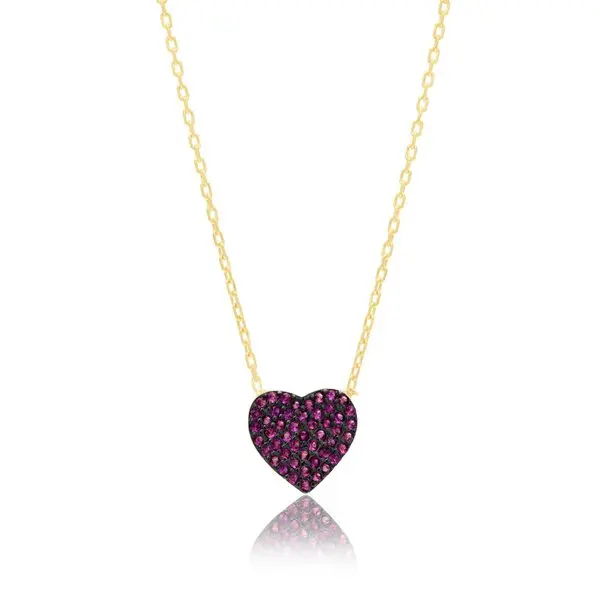 SHYMI Mini Pave Heart Necklace - Pink/gold