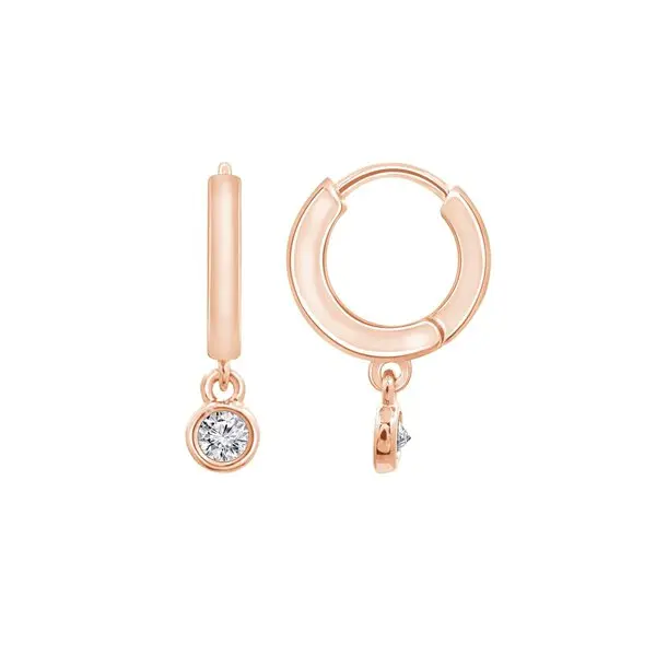 DIAMONBLISS Bezel Set Dangle Hoop Earrings - Rose Gold