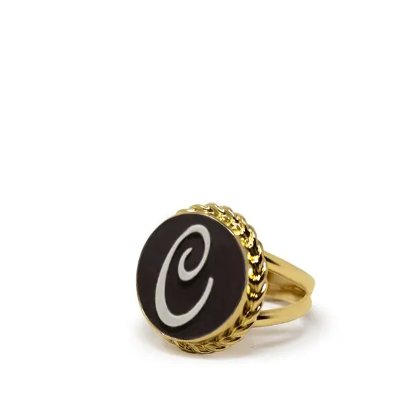 VINTOUCH ITALY Initial C Cameo Ring - Gold/black