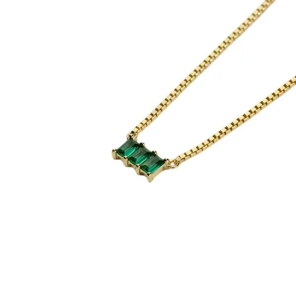 NASI SILVER Kadima Baguette Necklace Spinel- Gold - Green