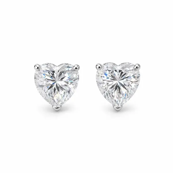 PEARL CODE Heart Moissanite Stud Earrings - Silver