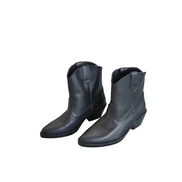 Pink Haley Kamila Cowboy Leather Ankle Boots