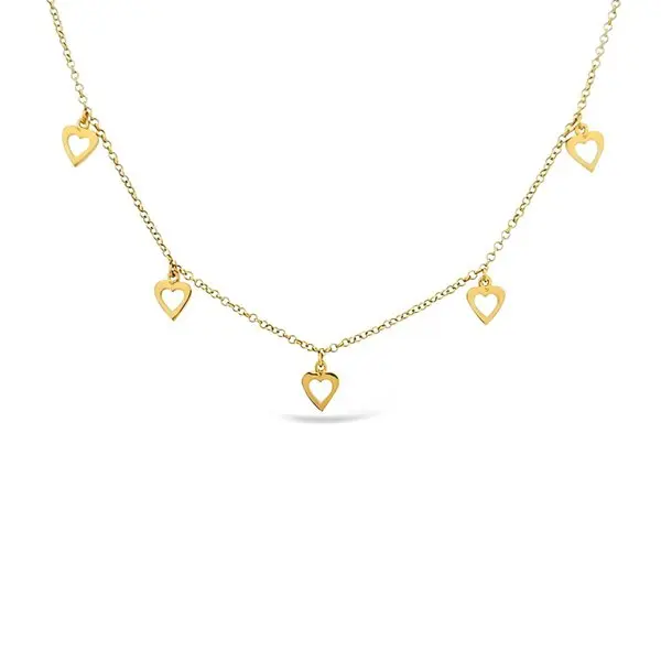 LUTIRO Five Dangling Open Hearts Necklace