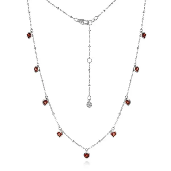 MOON LONDON Mani Garnet Heart Necklace - Silver