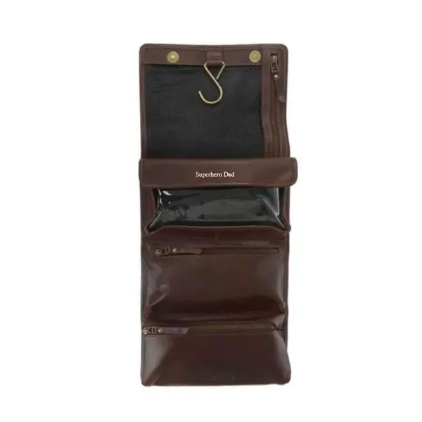 VIDA VIDA Hanging Leather Wash Bag - Brown