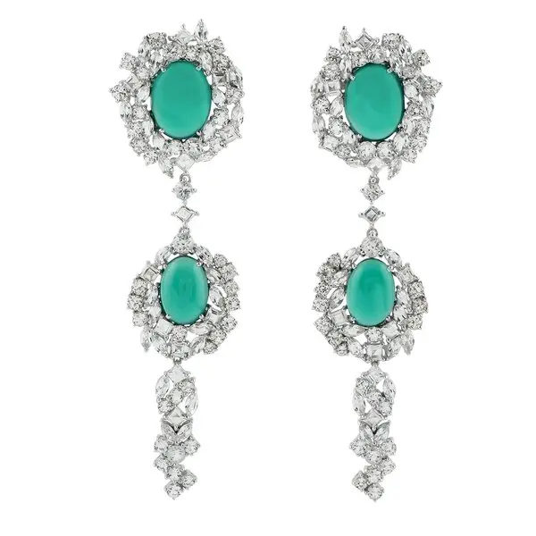 ARTISAN Onyx And Topaz Drop Earrings - White/green